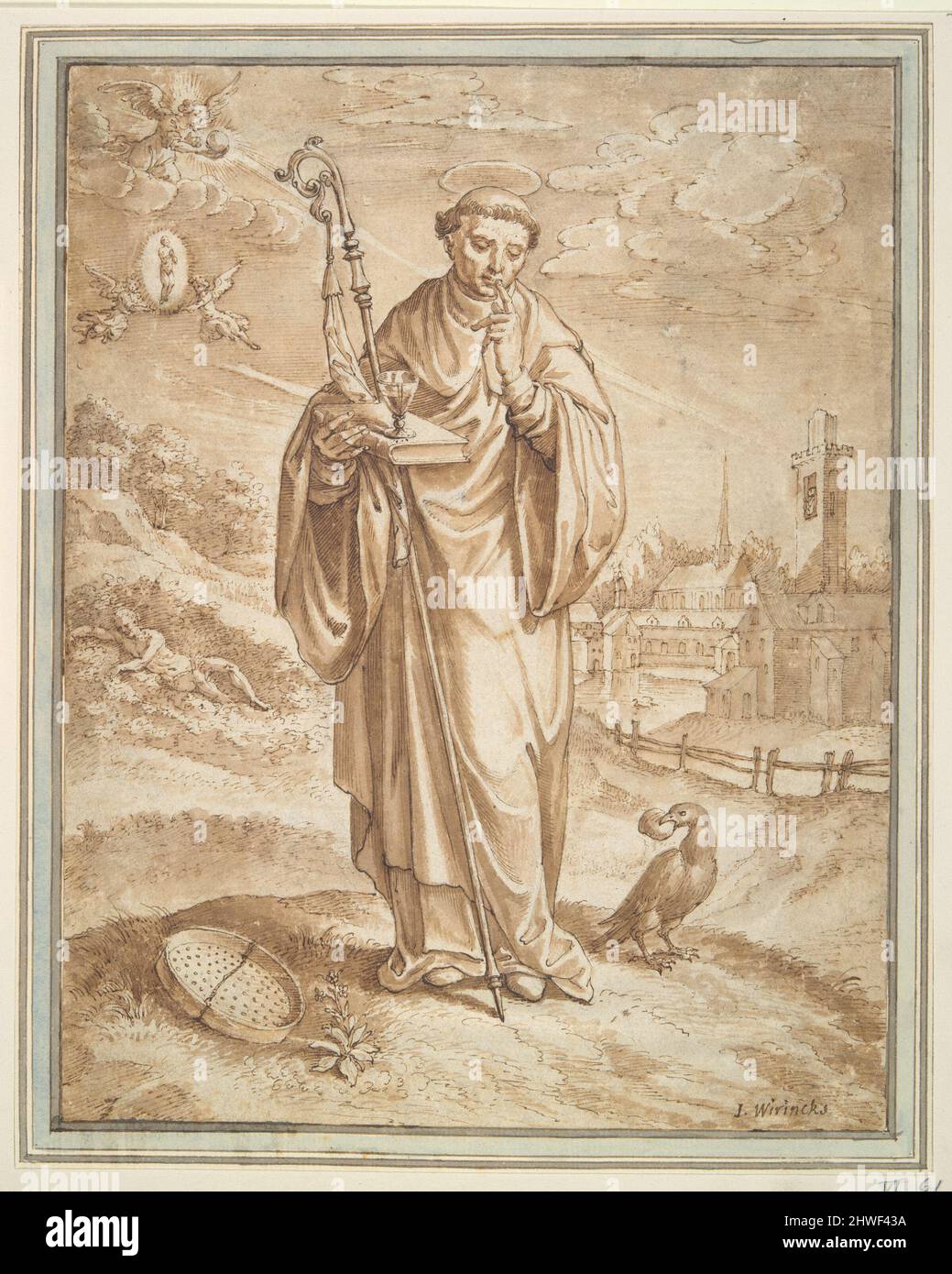 Saint Benedict. Artist: Hieronymus Wierix, Flemish, 1553–1619 Stock Photo - Alamy