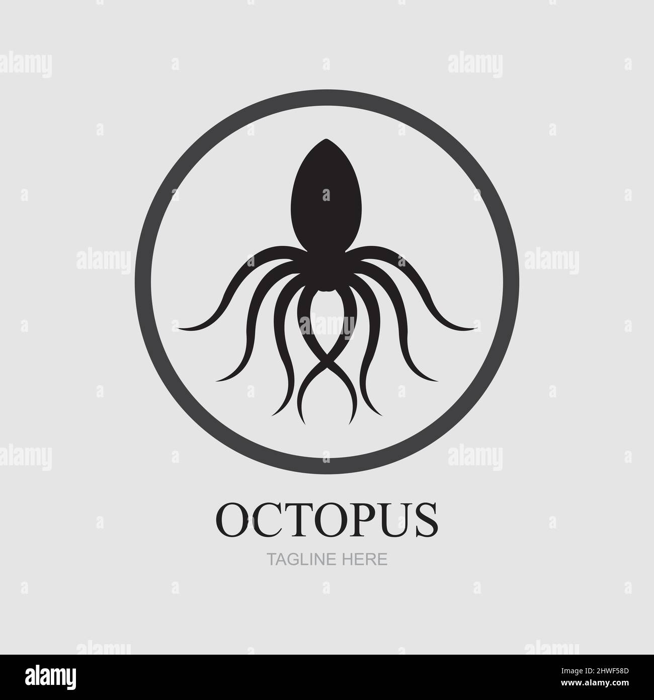Templates for octopus logos on gray background Stock Vector Image & Art ...