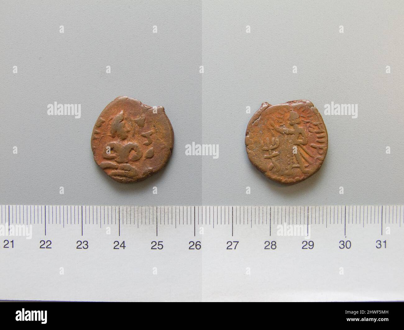 Coin of Huvishka from India. Ruler: Huvishka, Emperor of the Kushan ...