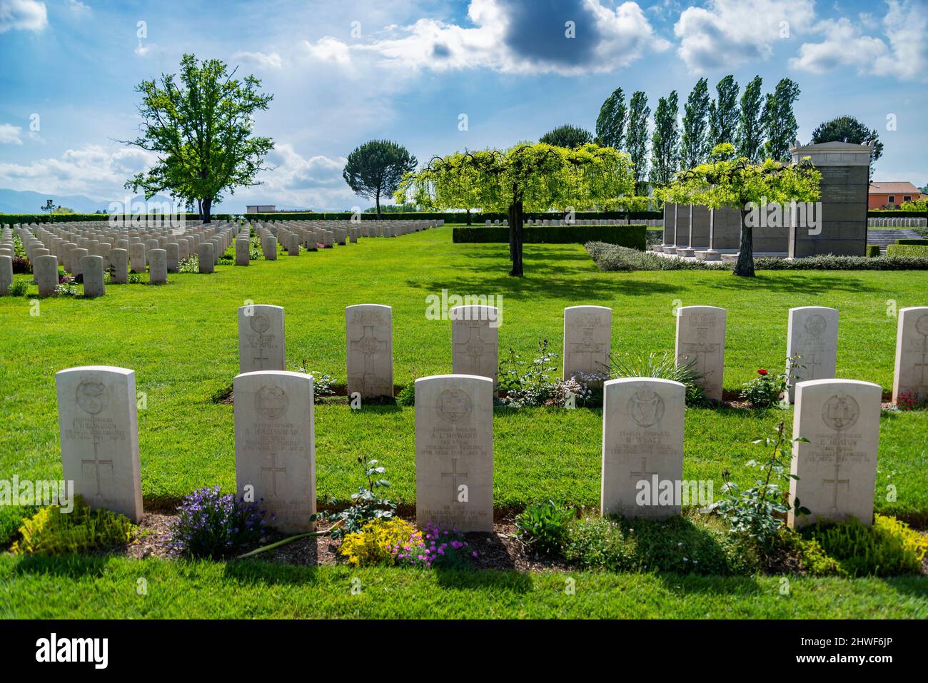 War memorial, Commonwealth Cemetery of Cassino in Italy of the Second ...