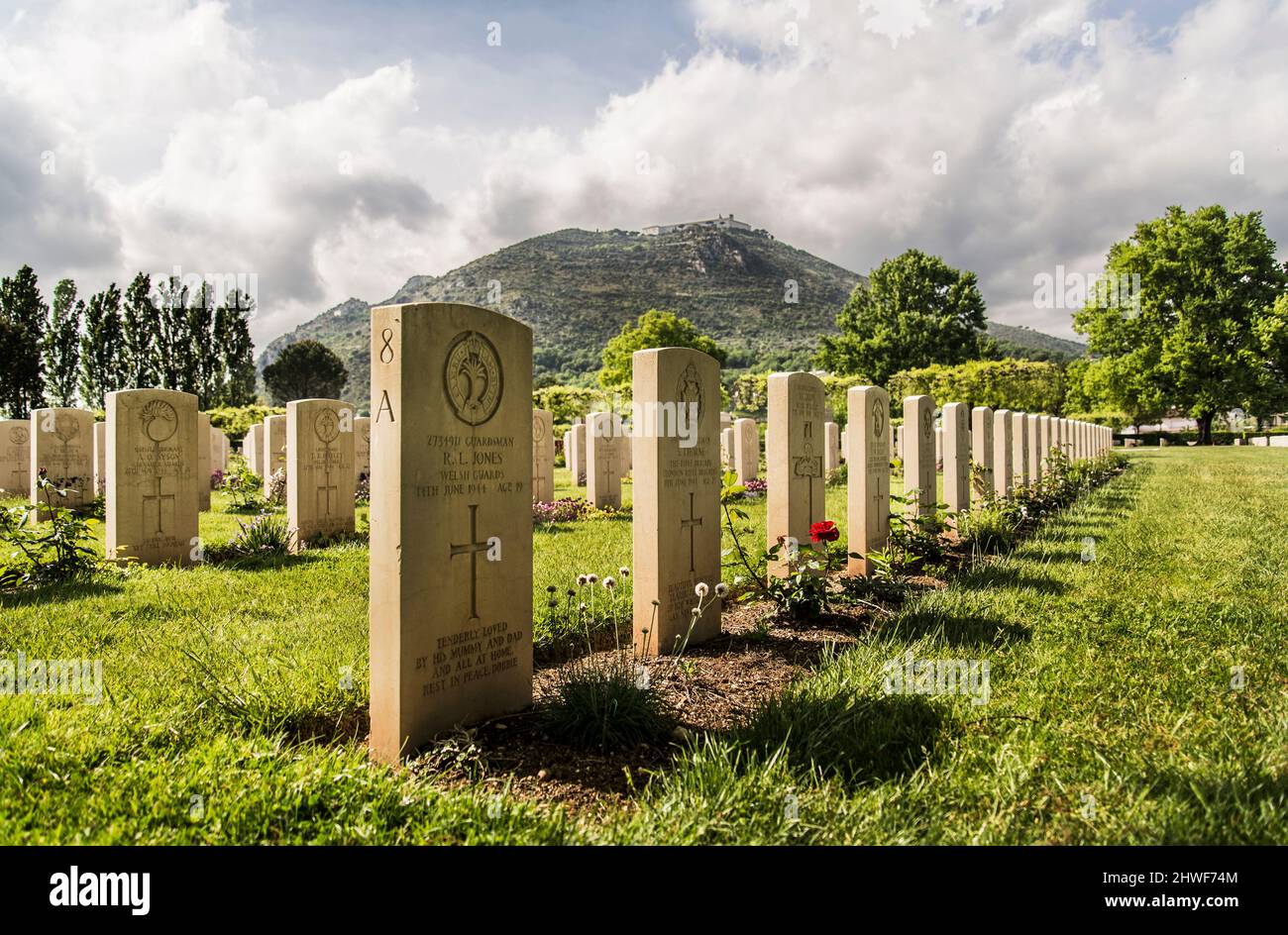 War memorial, Commonwealth Cemetery of Cassino in Italy of the Second ...