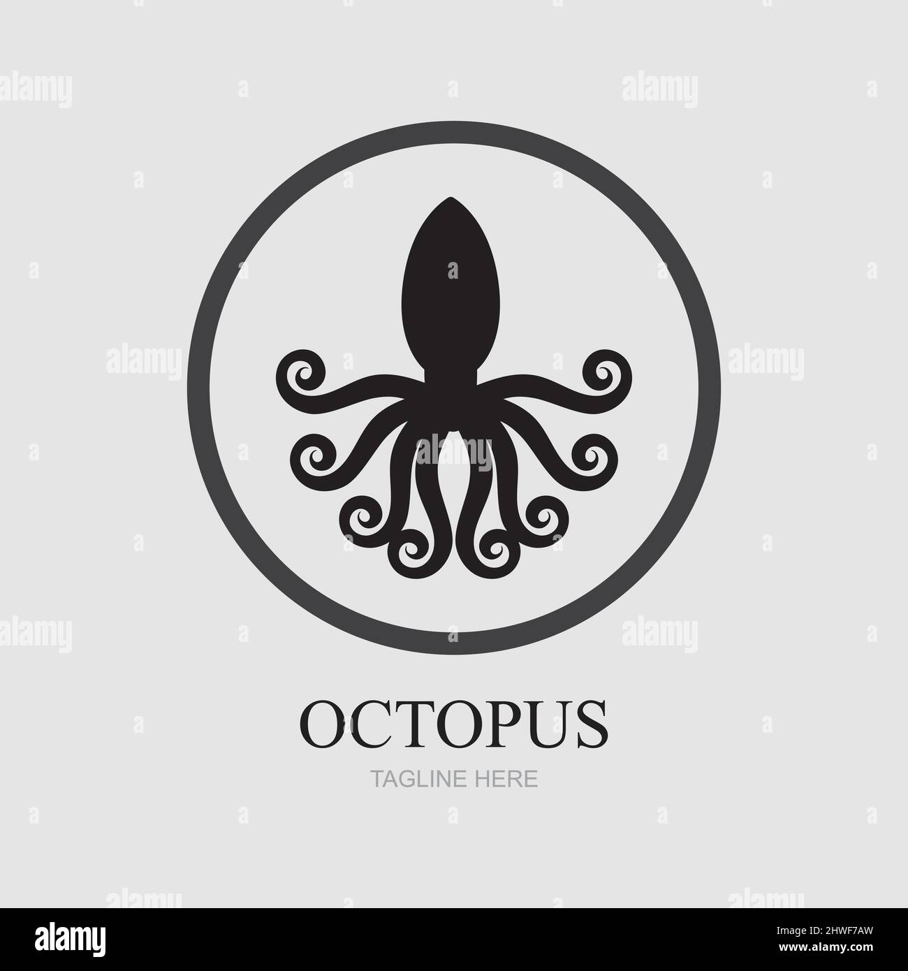 Templates for octopus logos on gray background Stock Vector Image & Art ...