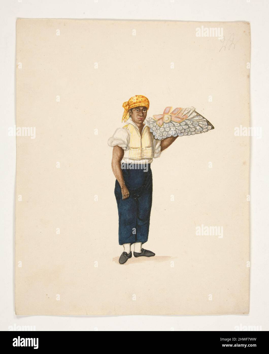 Indian Man Carrying Tray. Artist, possibly by: Pancho (Francisco ...