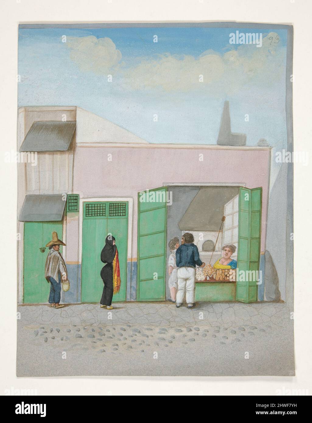 Pastry Shop. Artist, possibly by: Pancho (Francisco) Fierro, Peruvian ...