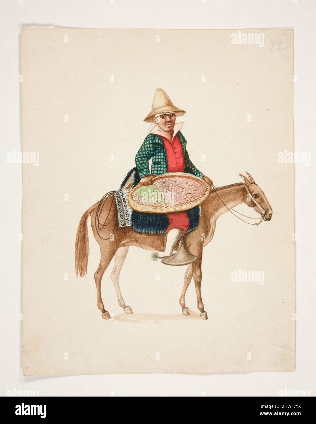 Fruit Seller. Artist, possibly by: Pancho (Francisco) Fierro, Peruvian ...