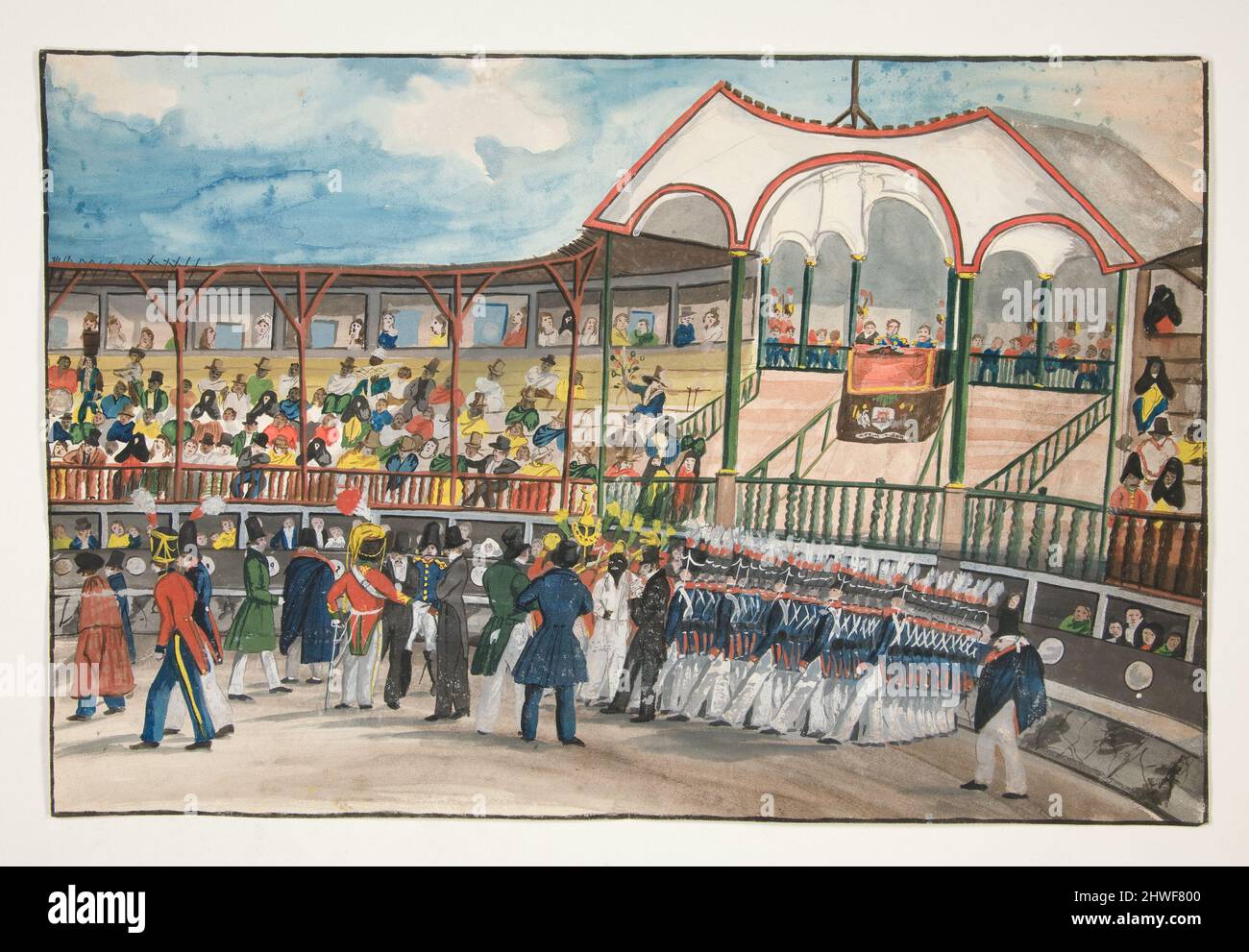 Military Review. Artist, possibly by: Pancho (Francisco) Fierro ...