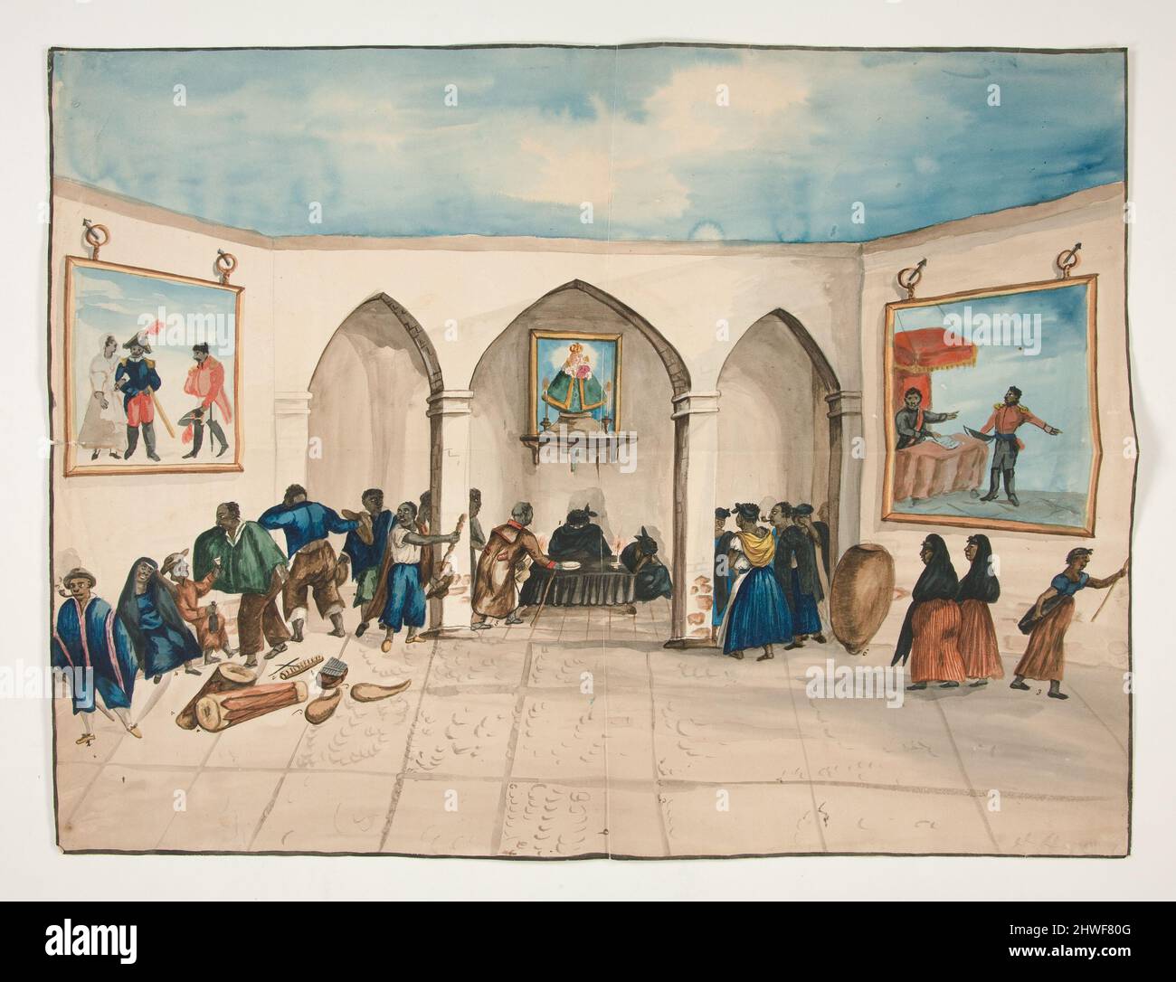 Interior of an Inn. Artist, possibly by: Pancho (Francisco) Fierro ...