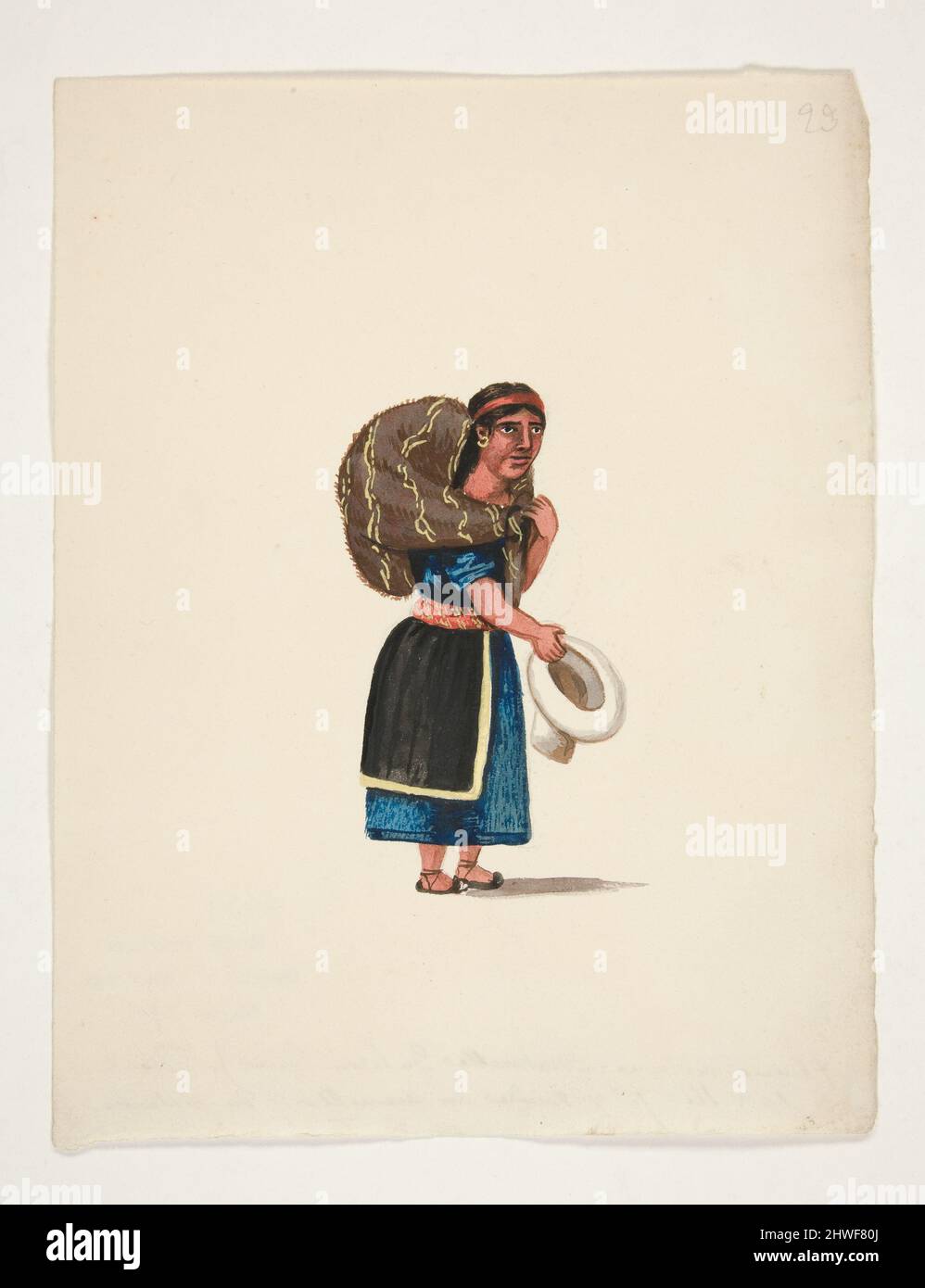 Indian Woman Going to Market. Artist, possibly by: Pancho (Francisco ...