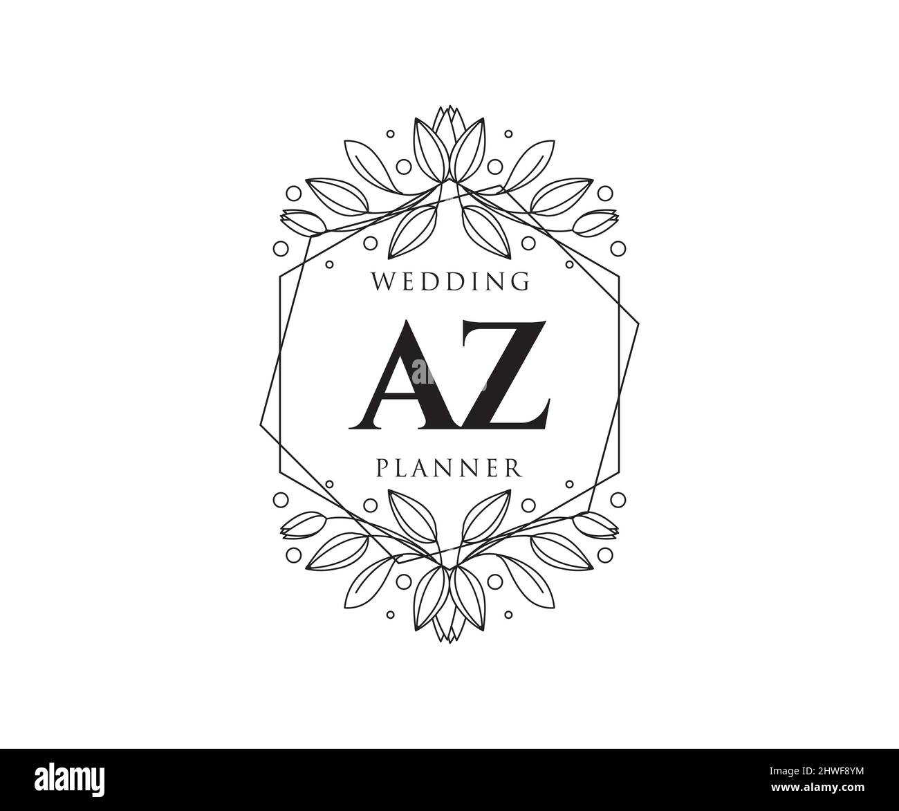AZ Initials letter Wedding monogram logos collection, hand drawn modern ...