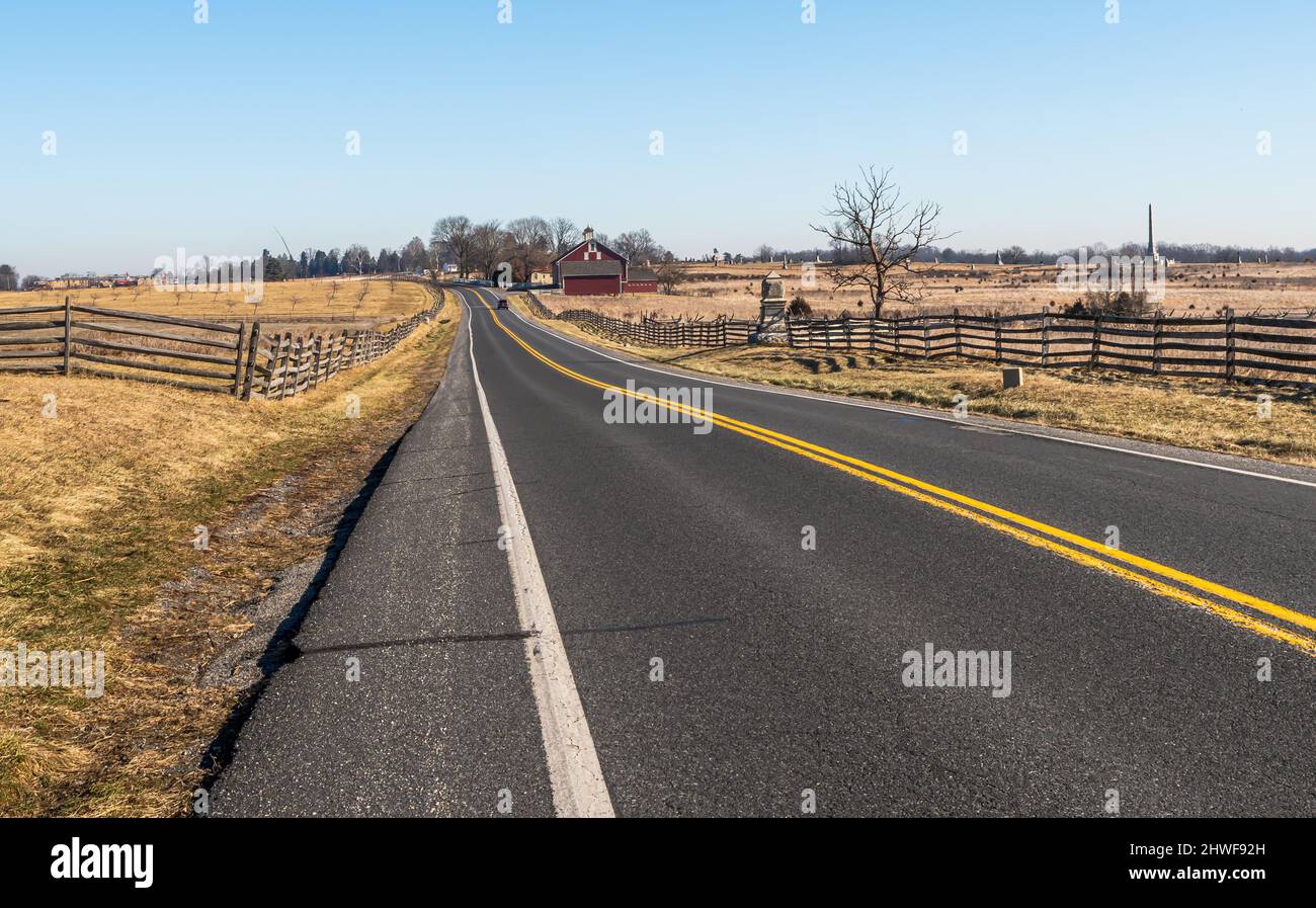 The Emmitsburg Road with the Codori Farm in the distance in the ...