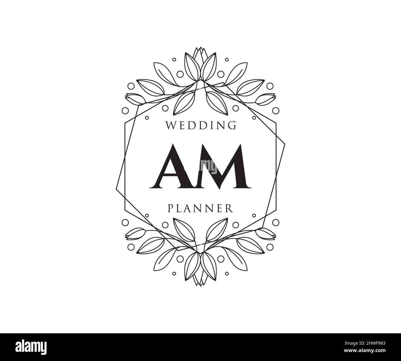AM Initials letter Wedding monogram logos collection, hand drawn modern ...