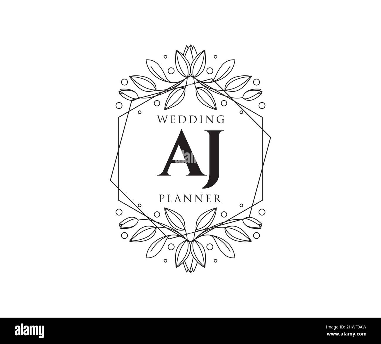 AJ Initials letter Wedding monogram logos collection, hand drawn modern ...