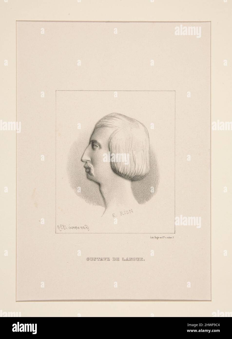 Gustave de Lanoue. Artist: Paul Gavarni, French, 1804–1866 Stock Photo ...