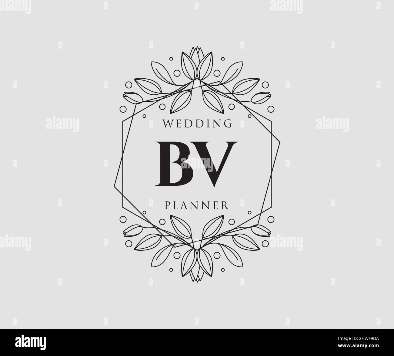BV Initials letter Wedding monogram logos collection, hand drawn modern ...