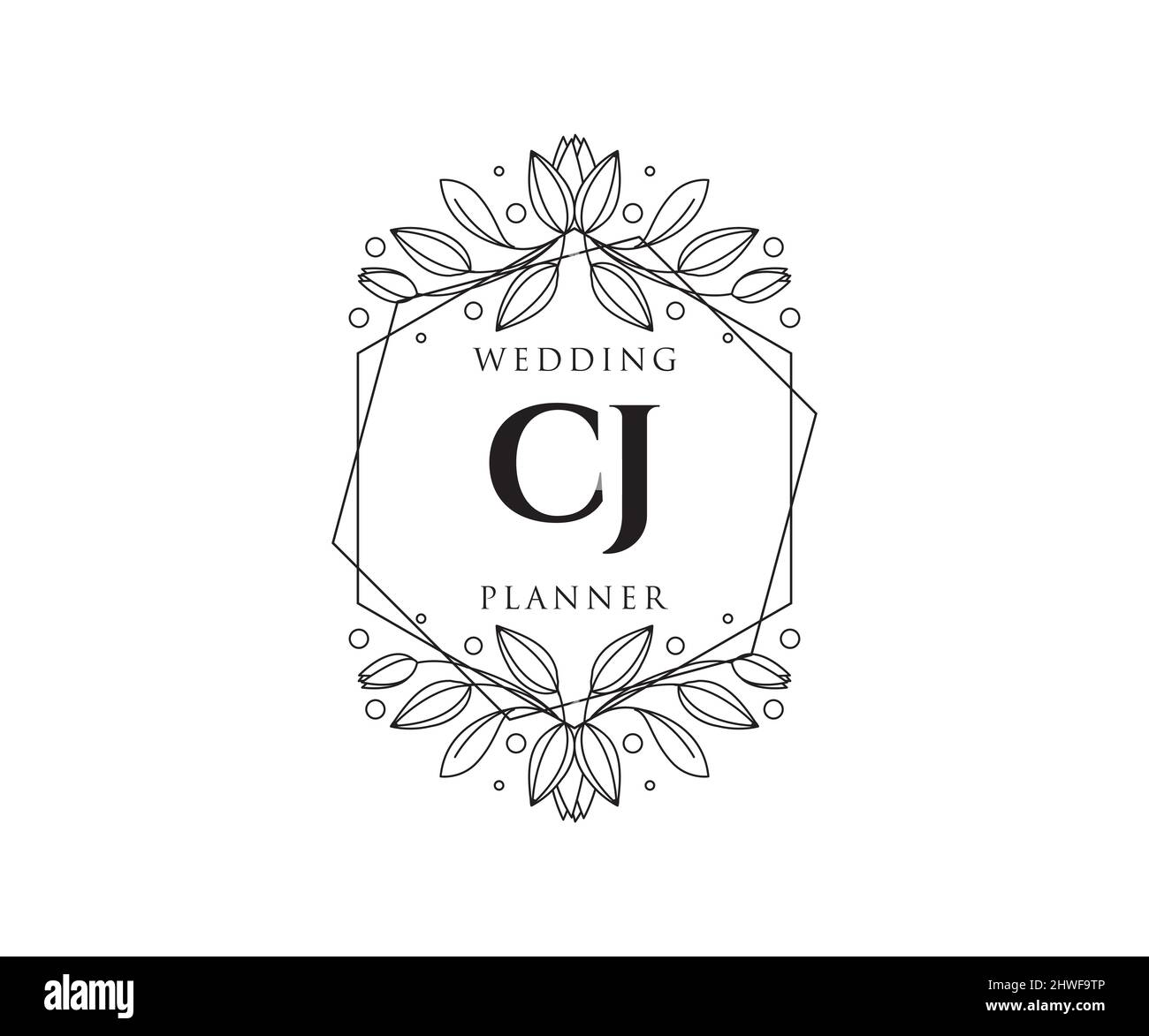 CJ Initials letter Wedding monogram logos collection, hand drawn modern ...