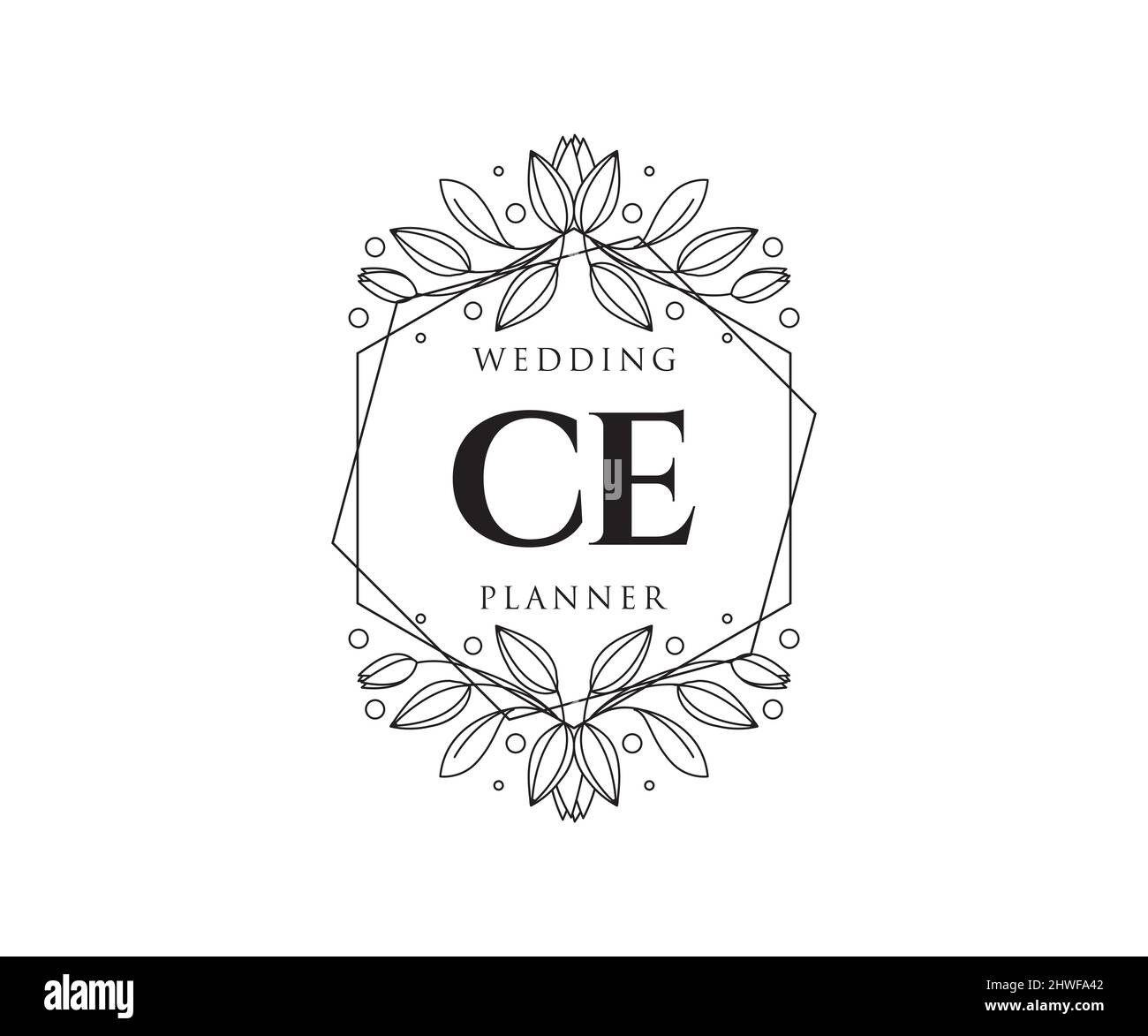 CE Initials letter Wedding monogram logos collection, hand drawn modern ...