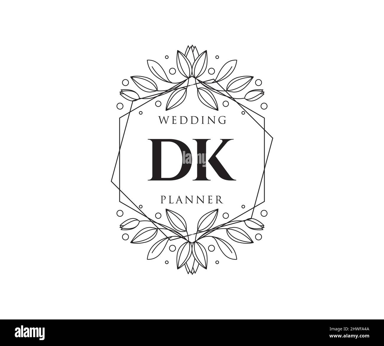 DK Initials letter Wedding monogram logos collection, hand drawn modern ...