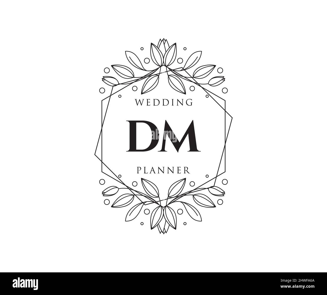 DM Initials letter Wedding monogram logos collection, hand drawn modern ...