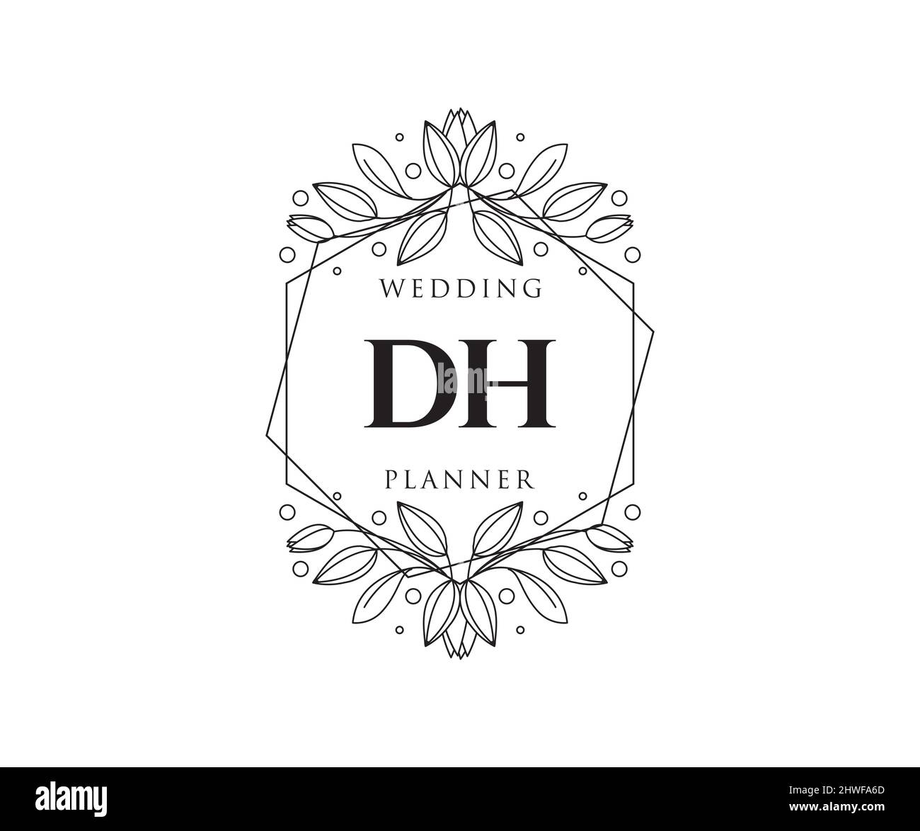 DH Initials letter Wedding monogram logos collection, hand drawn modern ...