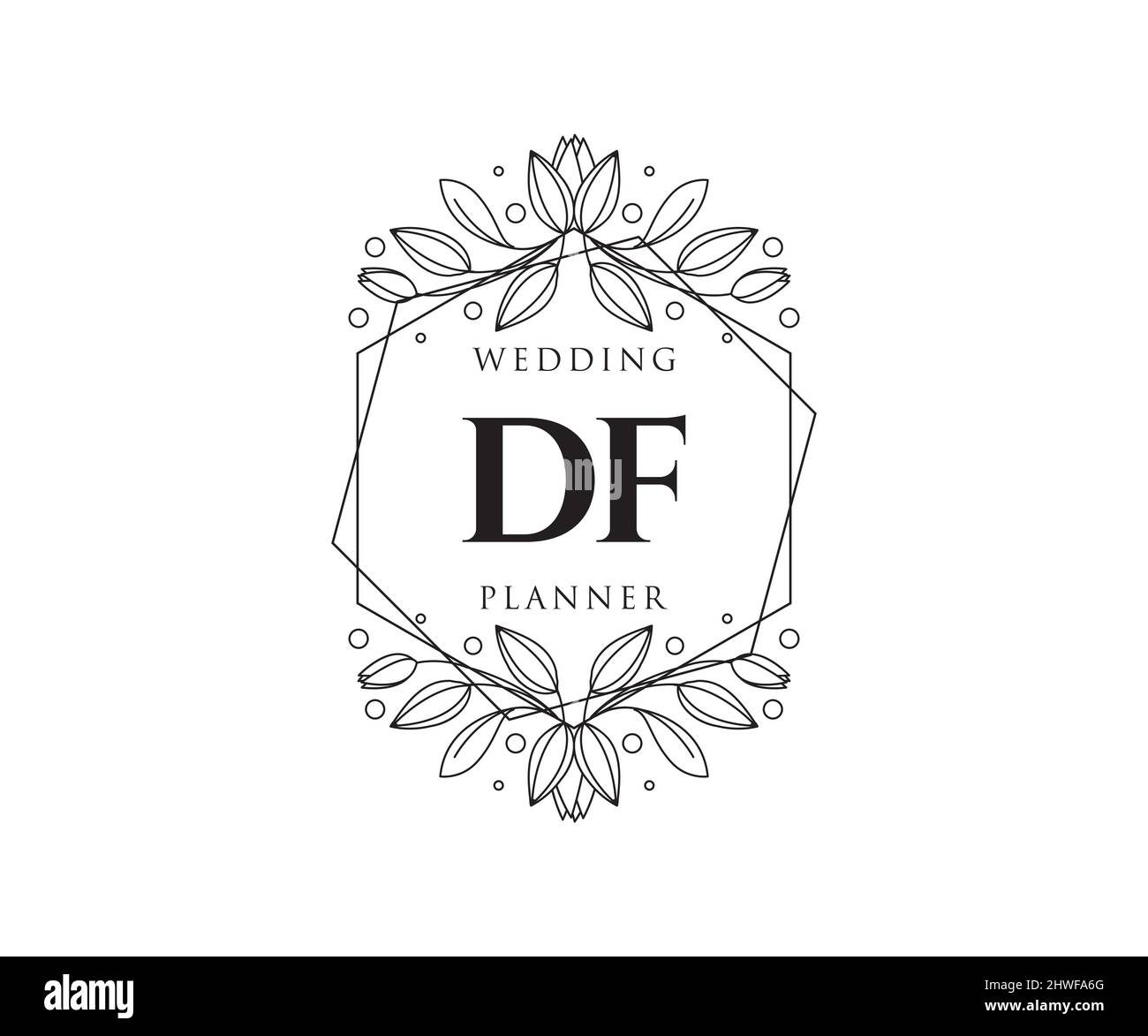 DF Initials letter Wedding monogram logos collection, hand drawn modern ...
