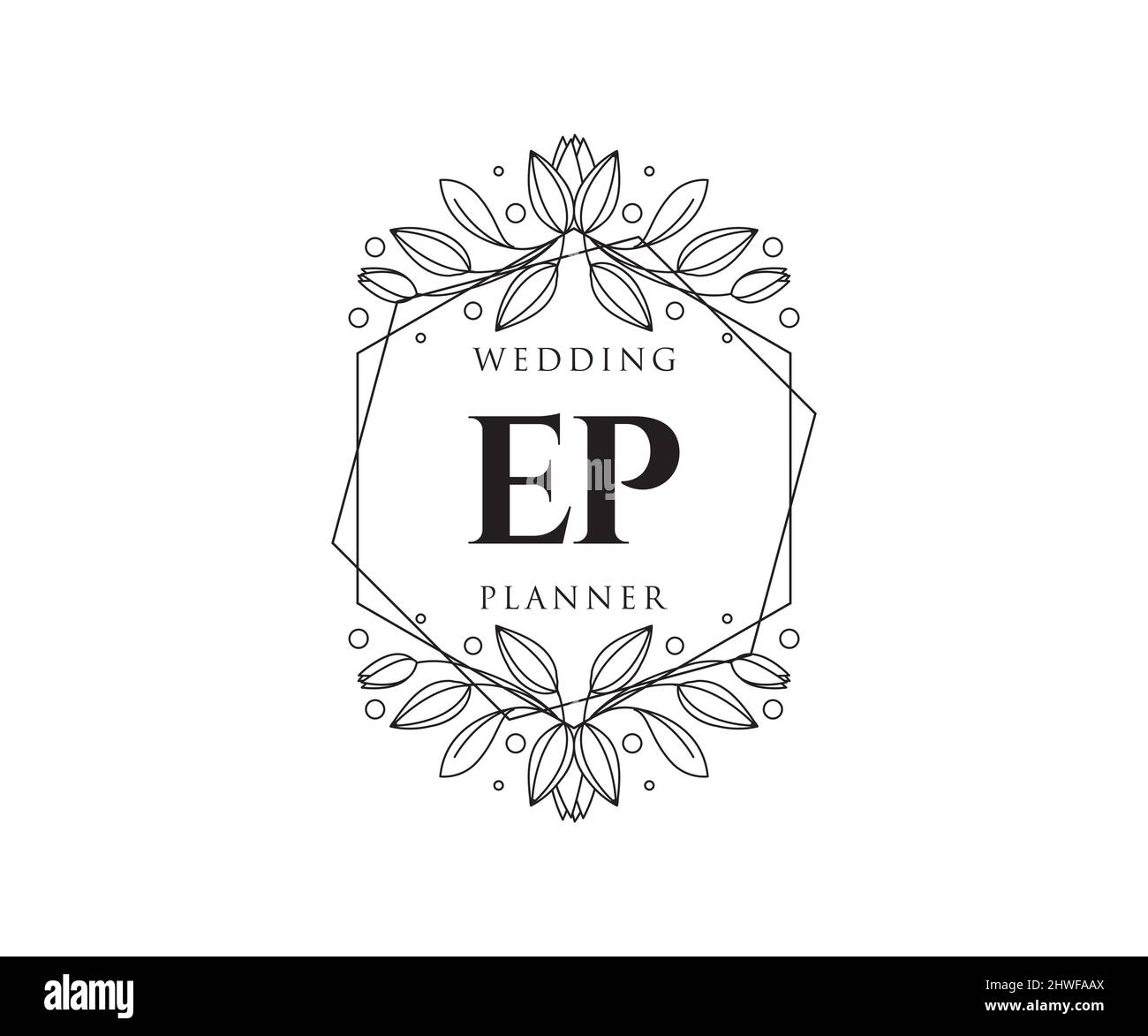 EP Initials letter Wedding monogram logos collection, hand drawn modern ...