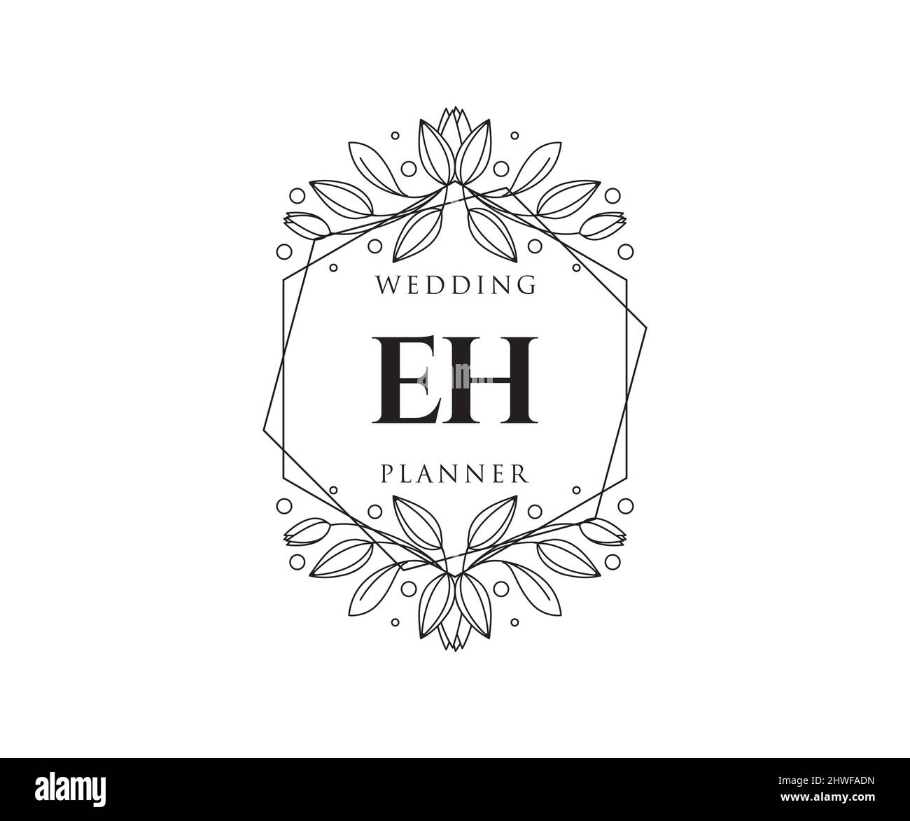 EH Initials letter Wedding monogram logos collection, hand drawn modern ...