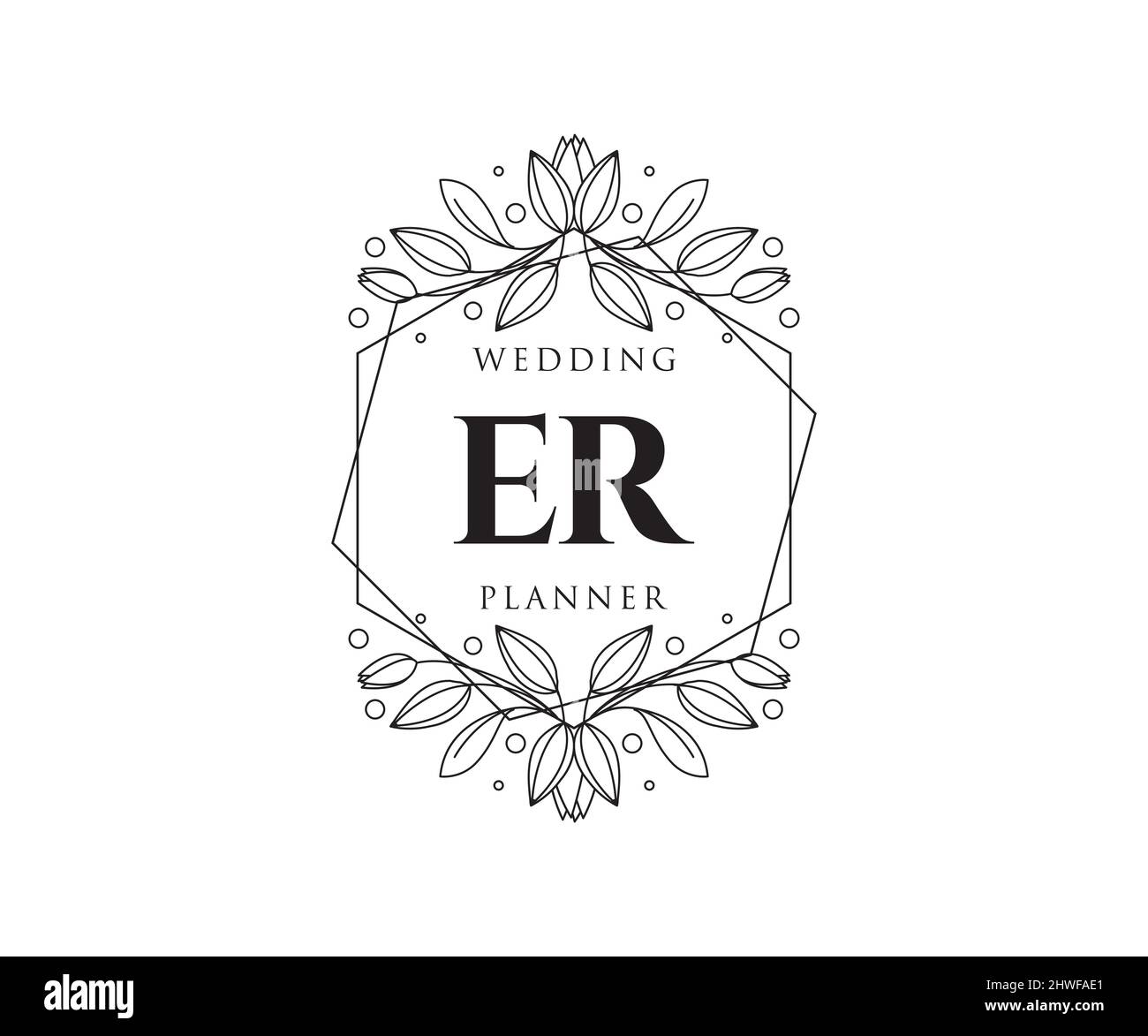 ER Initials letter Wedding monogram logos collection, hand drawn modern ...