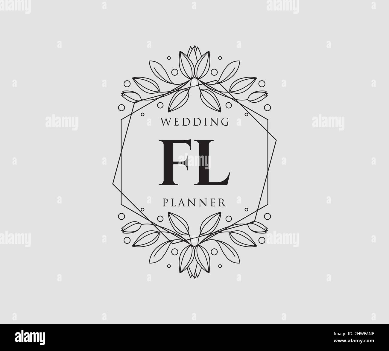FL Initials letter Wedding monogram logos collection, hand drawn modern ...