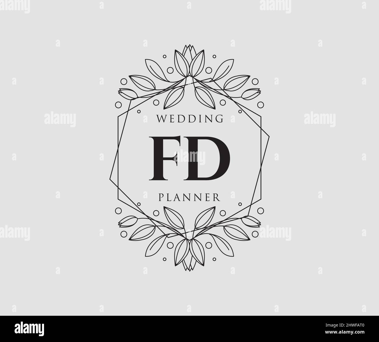 FD Initials letter Wedding monogram logos collection, hand drawn modern ...