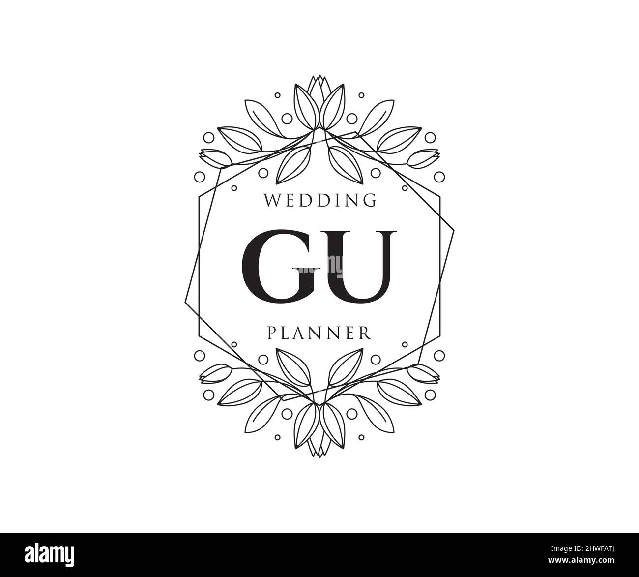 GU Initials letter Wedding monogram logos collection, hand drawn modern ...
