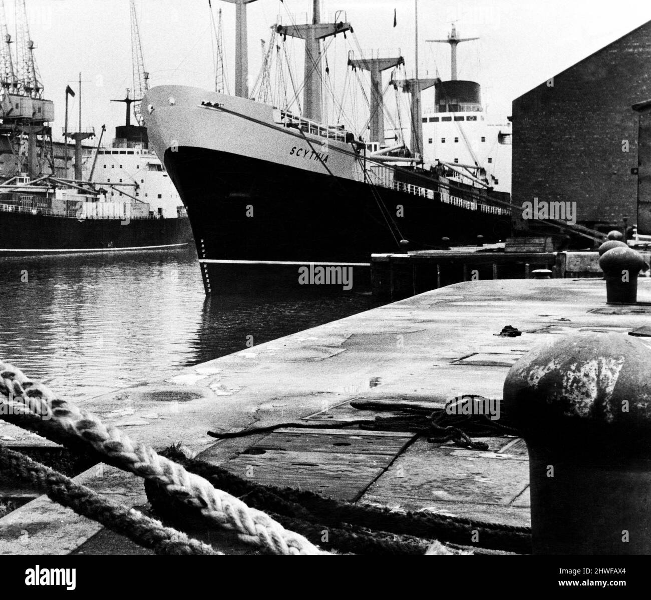 The Cunard vessel Scythia waits for the American Dock strike to finish ...