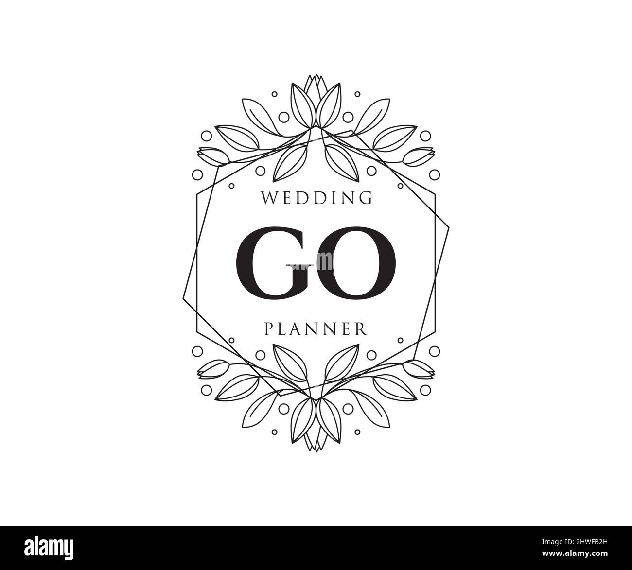GO Initials letter Wedding monogram logos collection, hand drawn modern ...