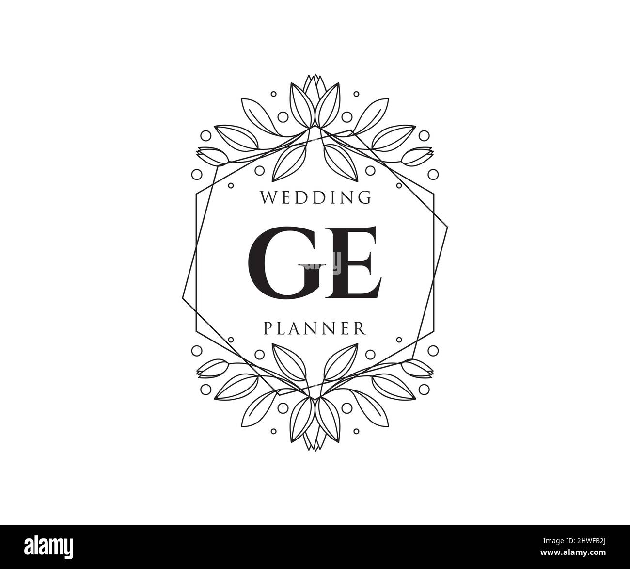 GE Initials letter Wedding monogram logos collection, hand drawn modern ...