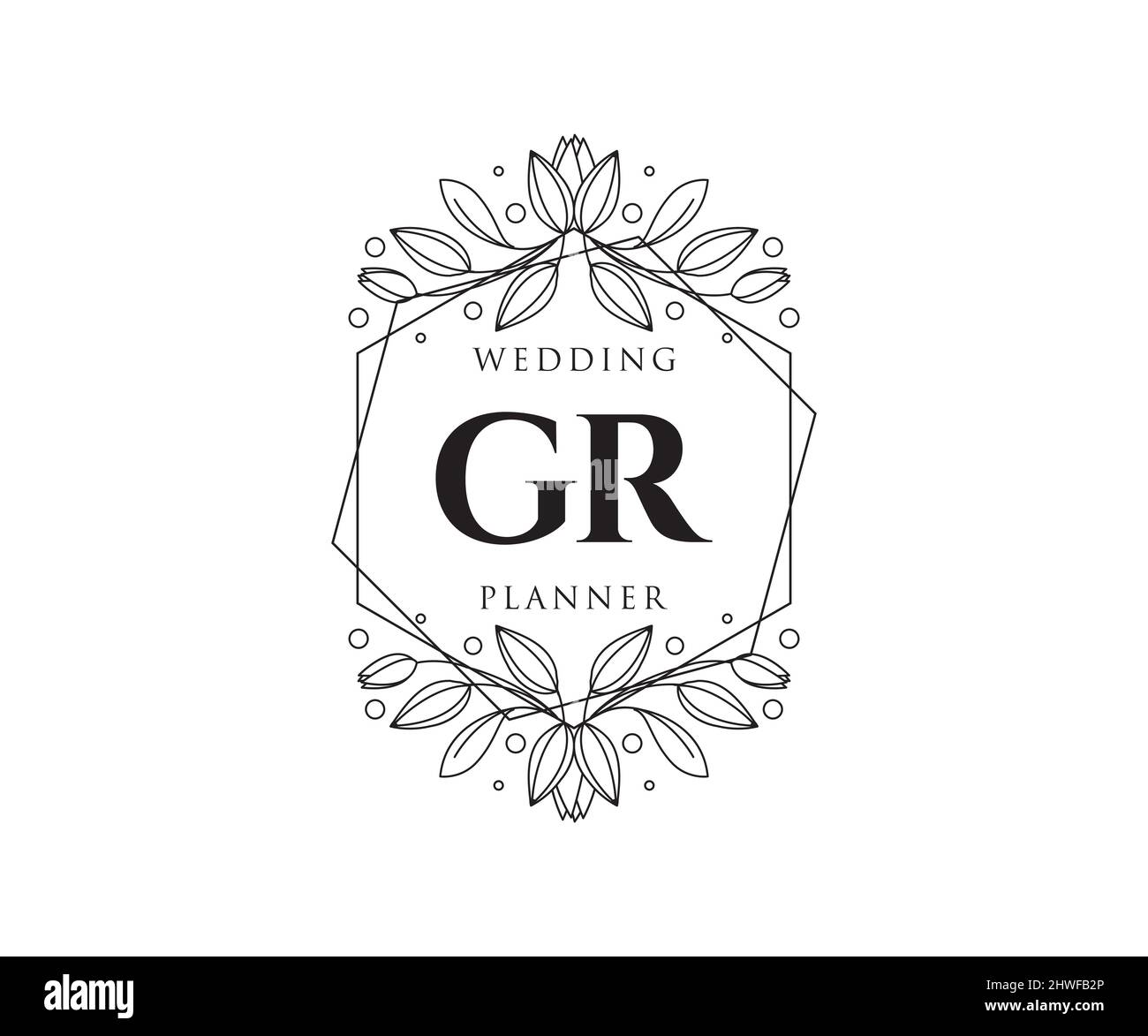 GR Initials letter Wedding monogram logos collection, hand drawn modern ...