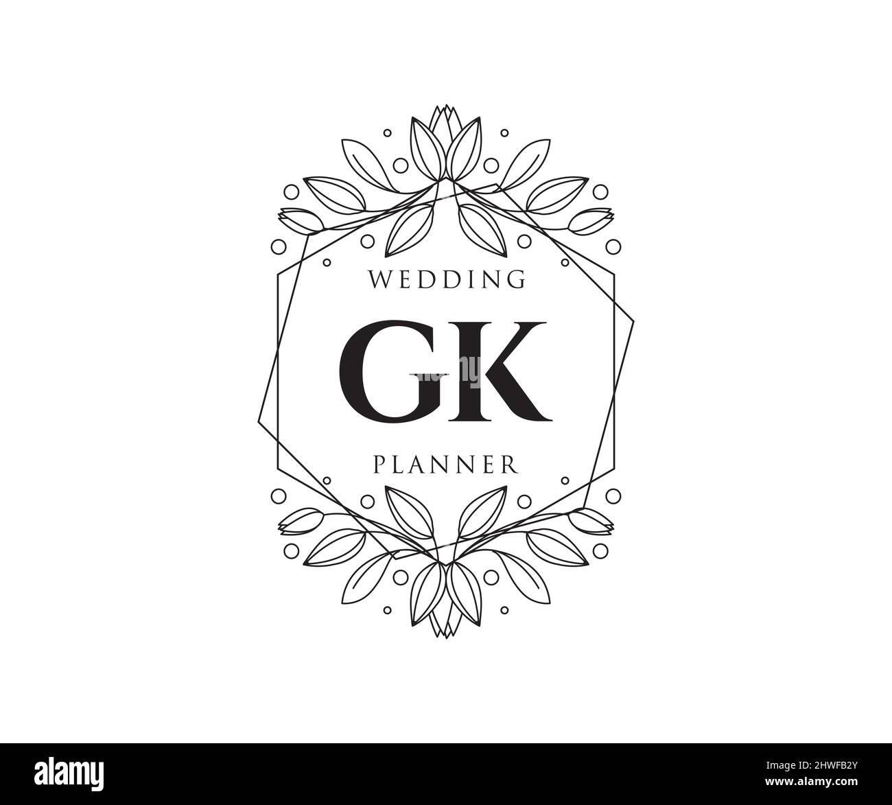 GK Initials letter Wedding monogram logos collection, hand drawn modern ...