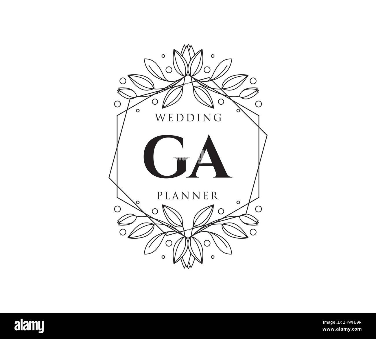 GA Initials letter Wedding monogram logos collection, hand drawn modern ...