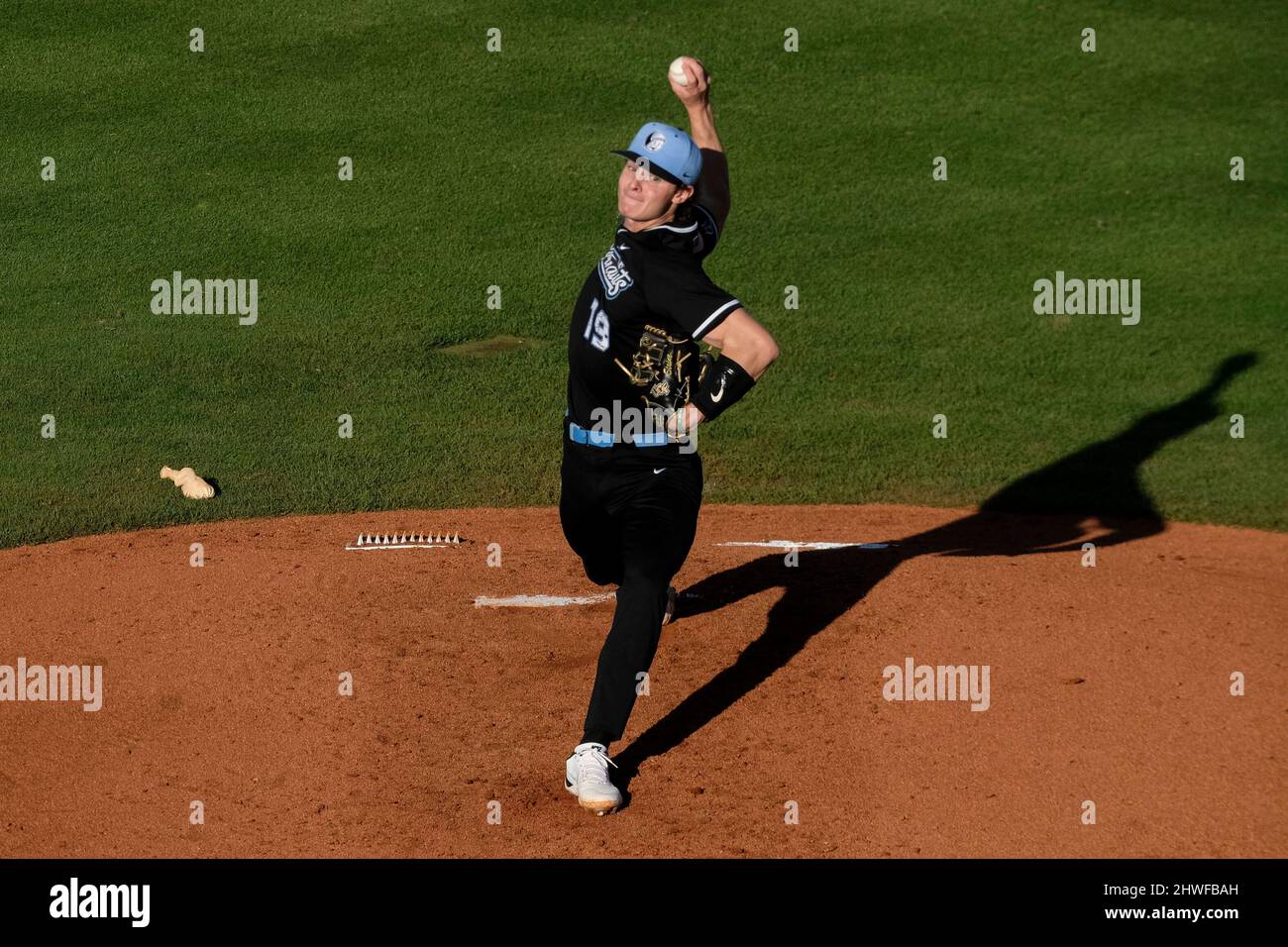 MARCH 05, 2022: UCF Pitcher Connor Staine (#19) delivers a pitch ...