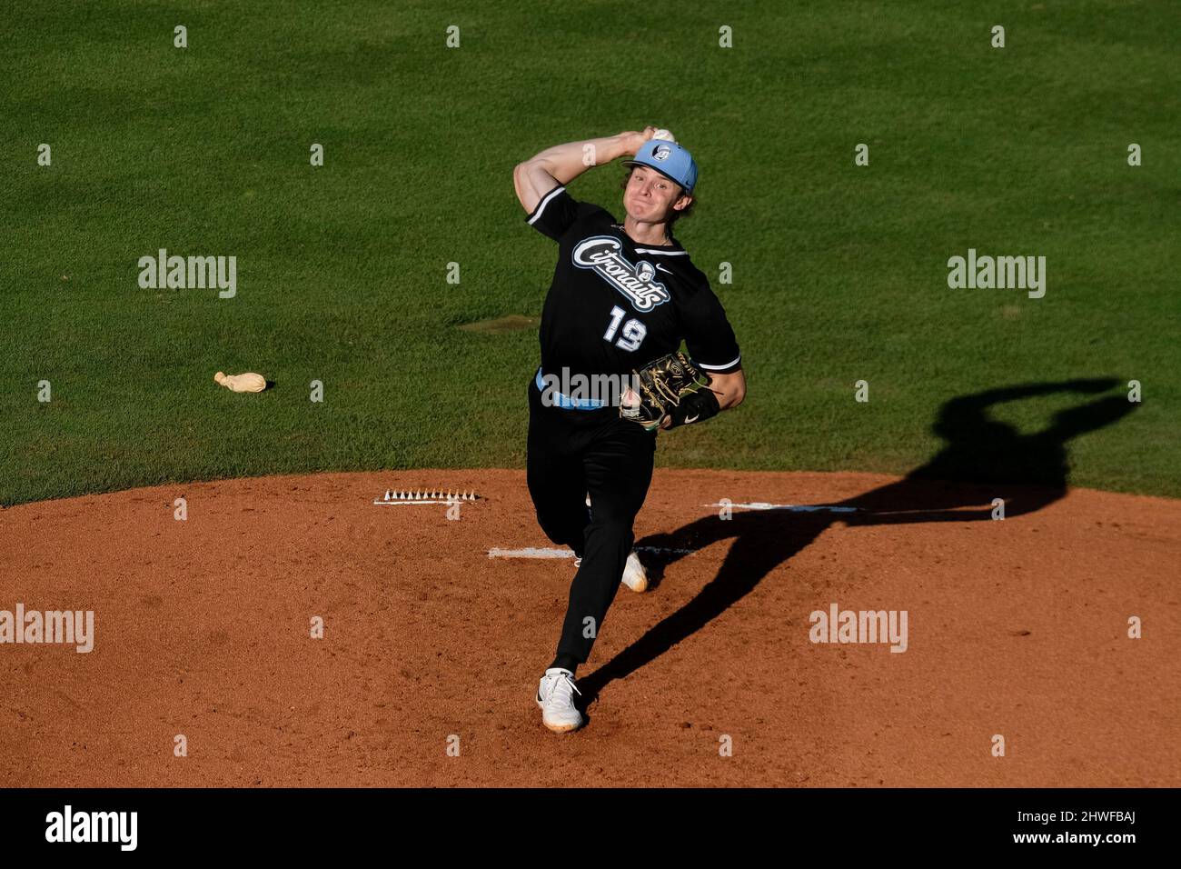 MARCH 05, 2022: UCF Pitcher Connor Staine (#19) delivers a pitch ...