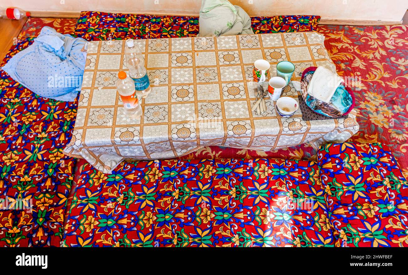 Dastarkhan, a traditional space, table where food is served in ...