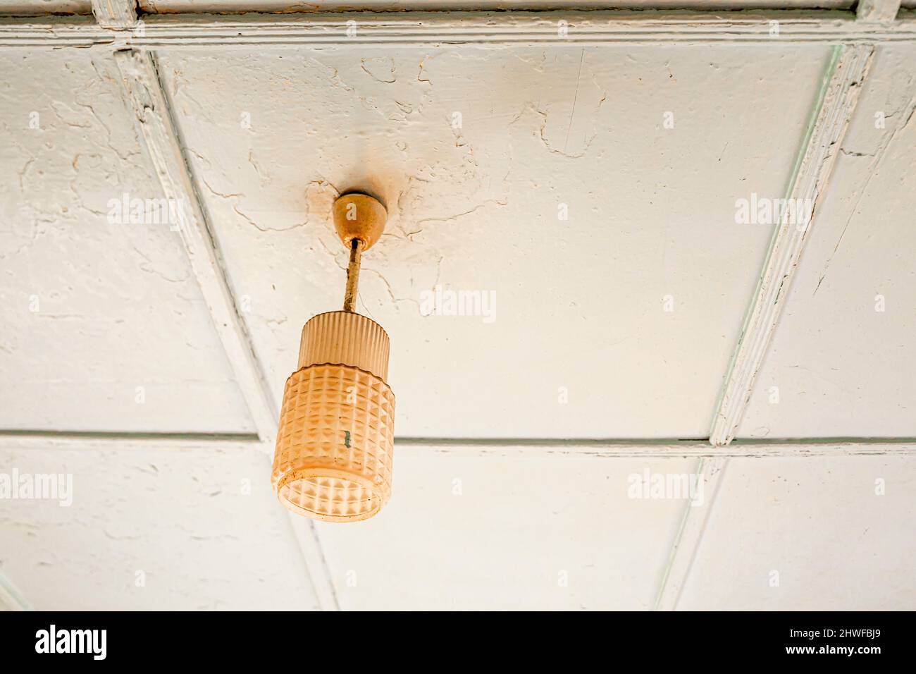 Old dusty celing light fixture, abat-jour, common Soviet decor Stock ...
