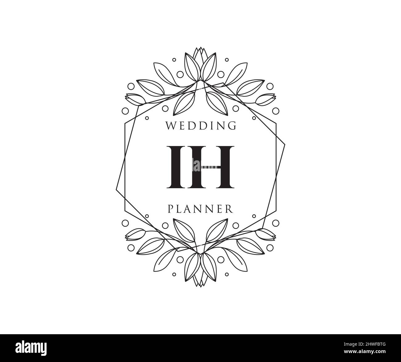 IH Initials letter Wedding monogram logos collection, hand drawn modern ...