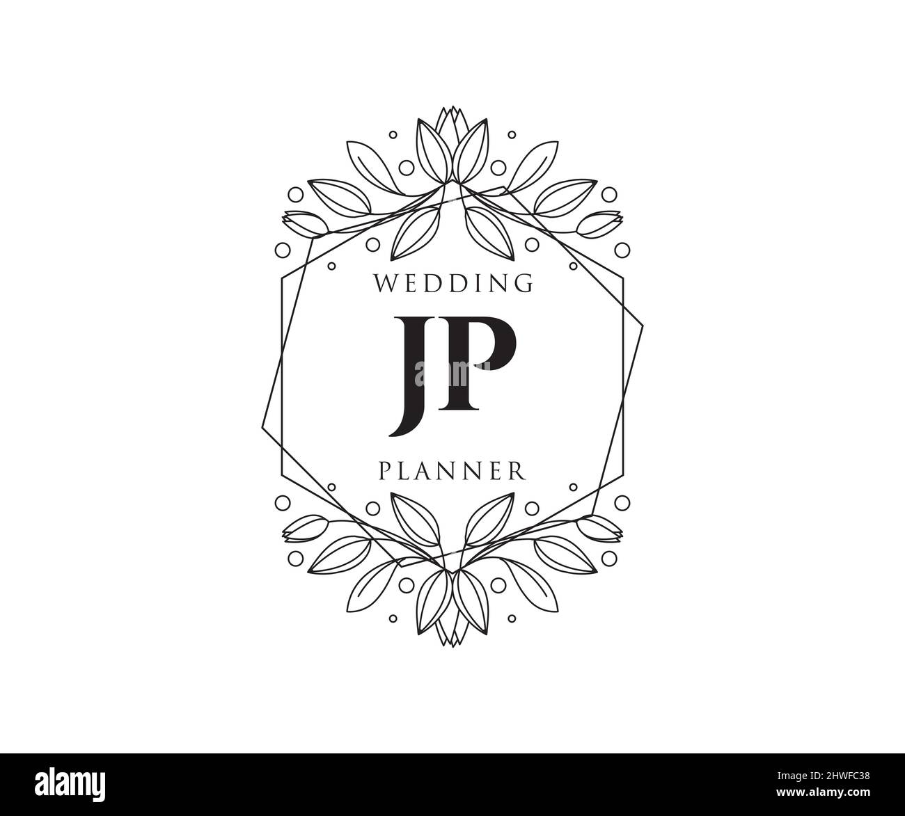 JP Initials letter Wedding monogram logos collection, hand drawn modern ...
