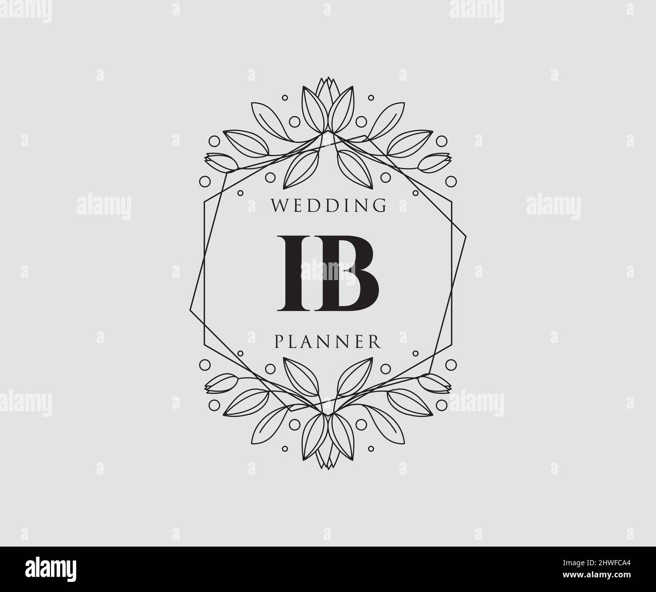 IB Initials letter Wedding monogram logos collection, hand drawn modern minimalistic and floral ...