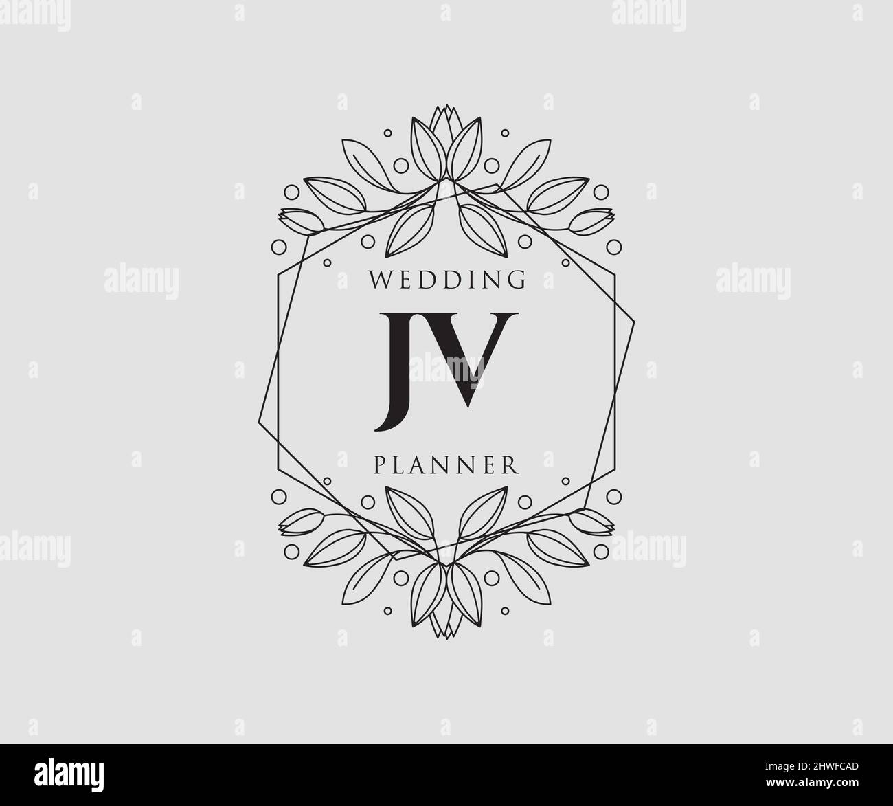 JV Initials letter Wedding monogram logos collection, hand drawn modern ...
