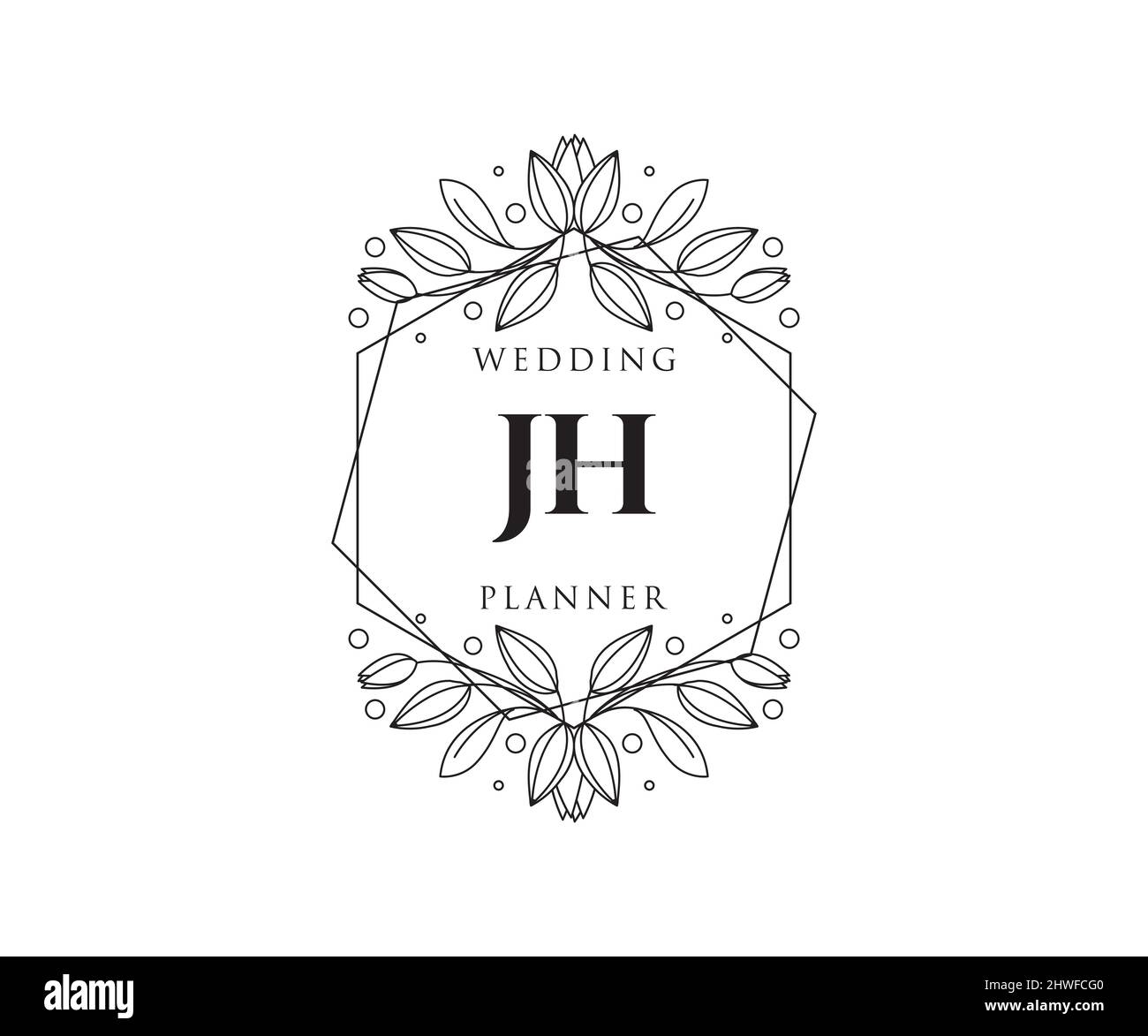 JH Initials letter Wedding monogram logos collection, hand drawn modern ...