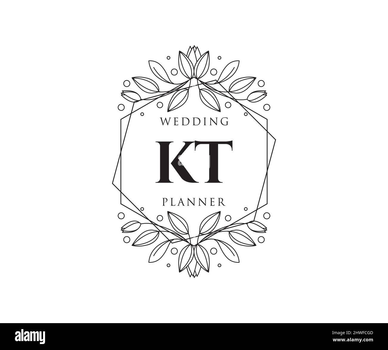 KT Initials letter Wedding monogram logos collection, hand drawn modern ...