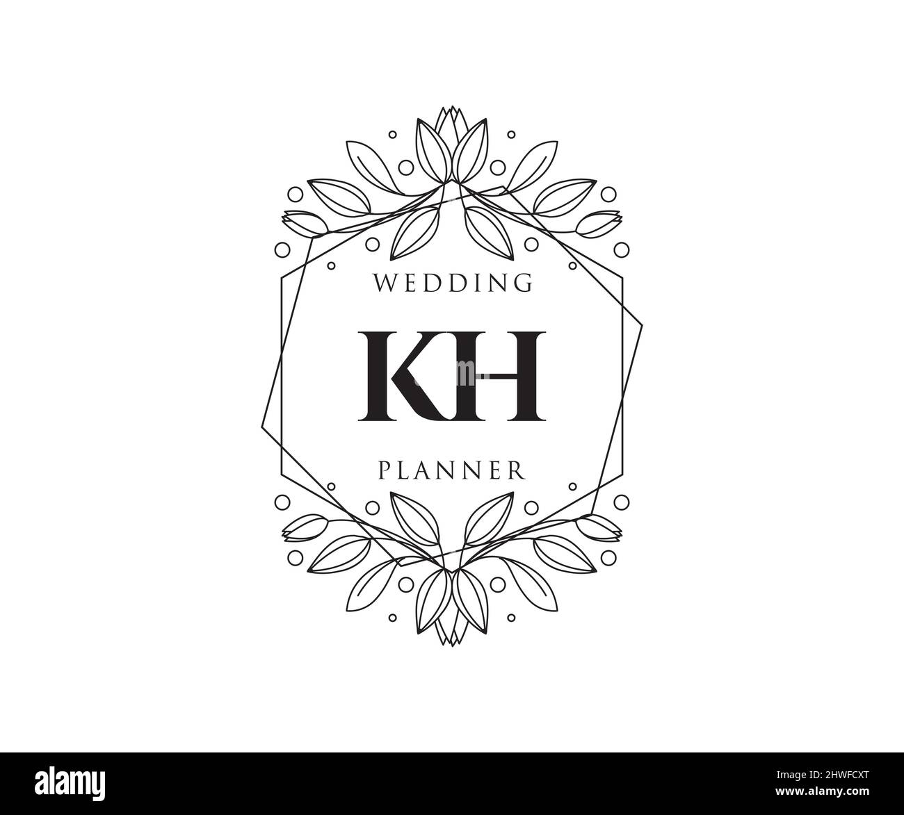 KH Initials letter Wedding monogram logos collection, hand drawn modern ...