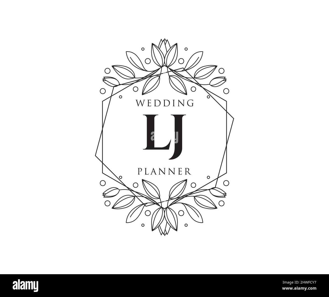LJ Initials letter Wedding monogram logos collection, hand drawn modern ...
