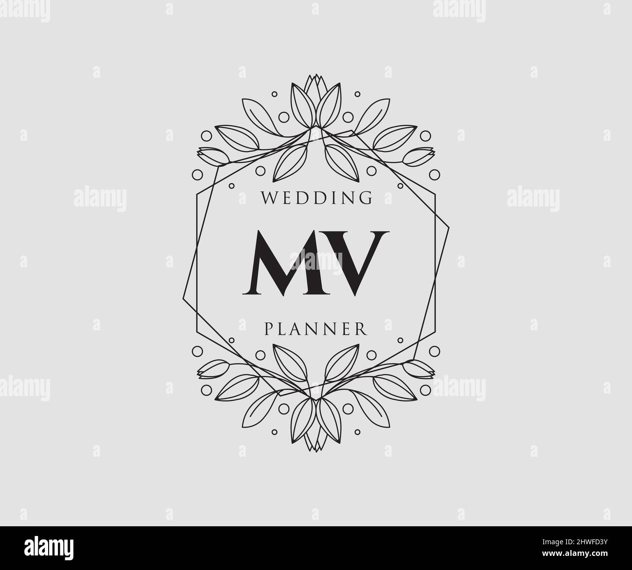 MV Initials letter Wedding monogram logos collection, hand drawn modern ...