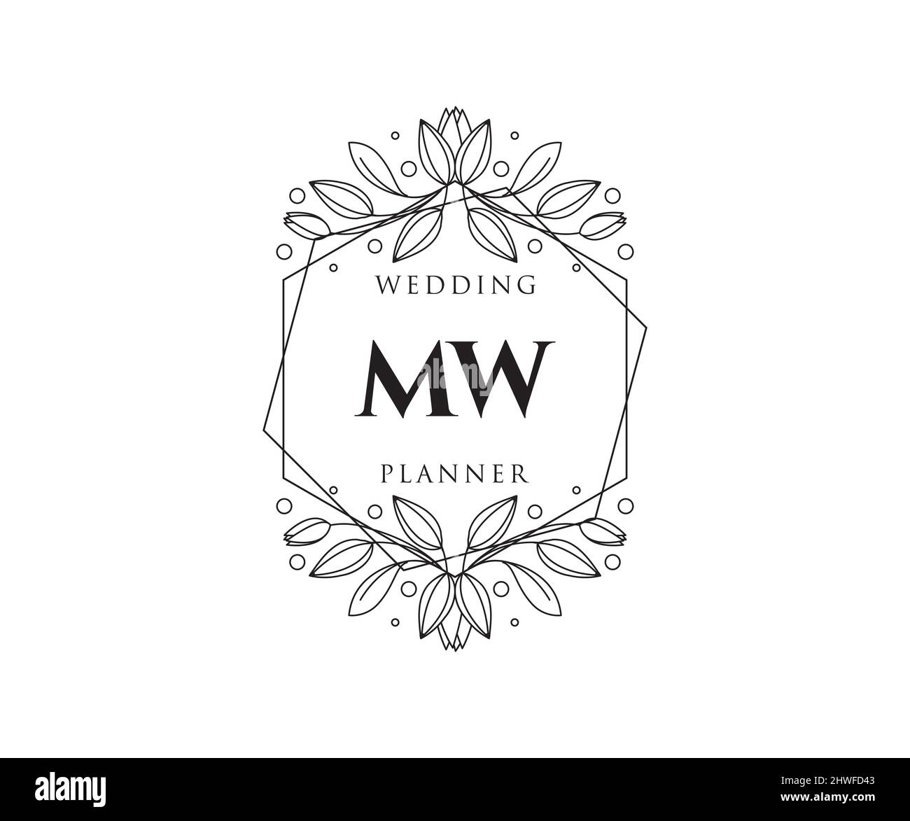 MW Initials letter Wedding monogram logos collection, hand drawn modern ...